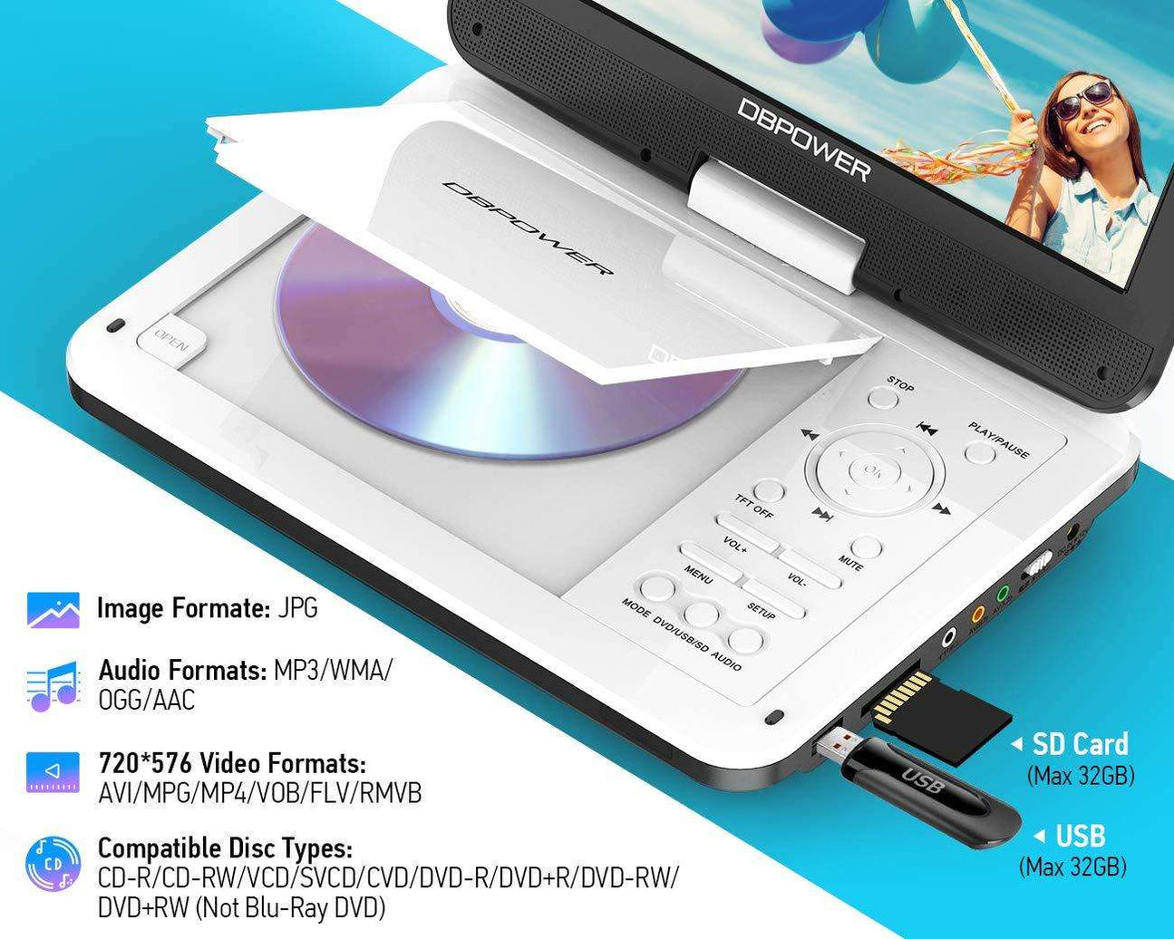 DBPOWER MK101 12in Portable DVD Player